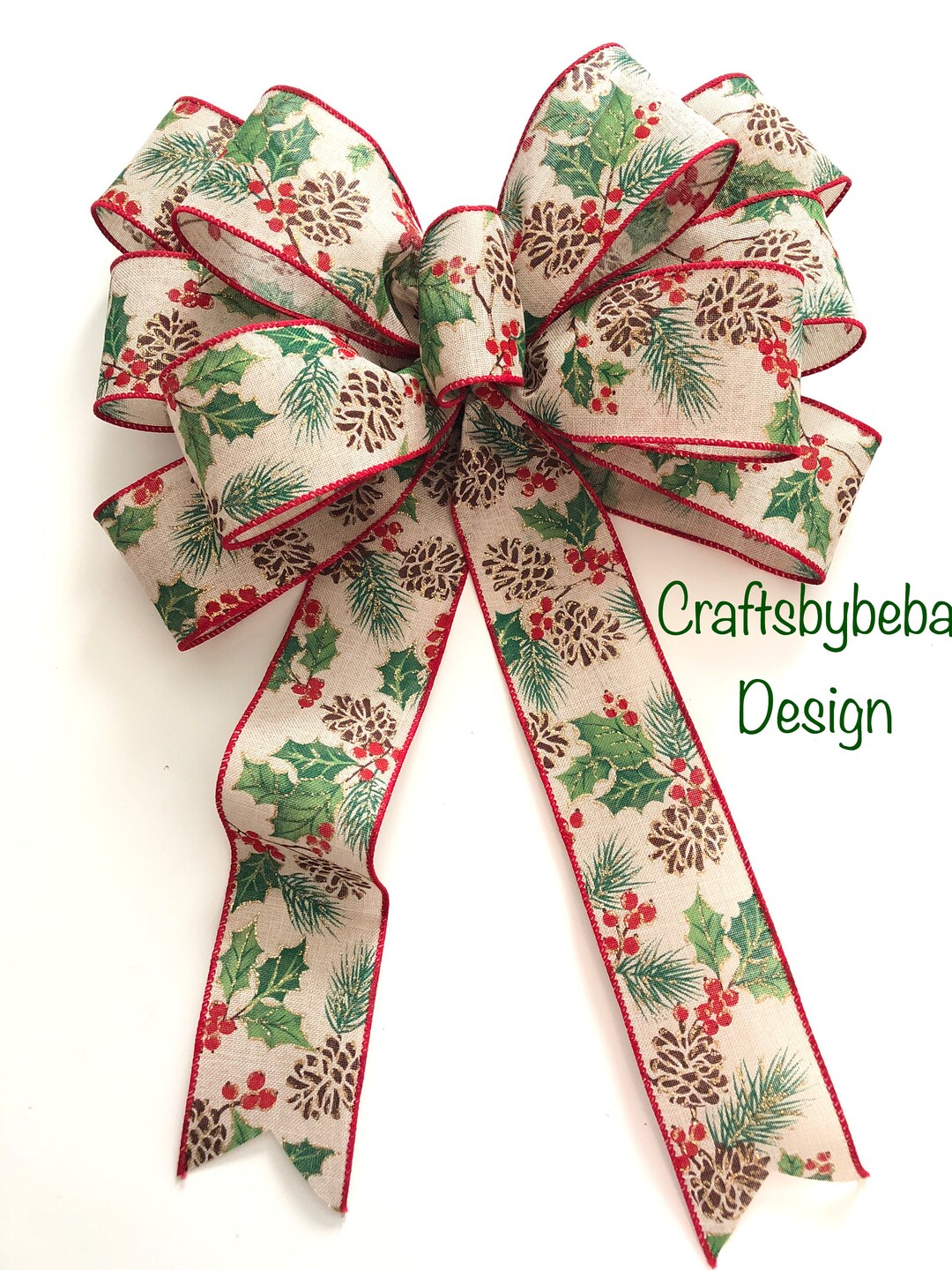 Christmas Wreath Bow / Xmas Wreath /wreath Bow / Holly Berry Bow ...