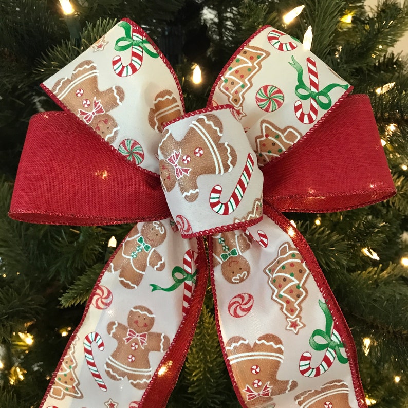 Christmas Tree Bows / Gingerbread Xmas Tree Bows / Set of 6 - Etsy