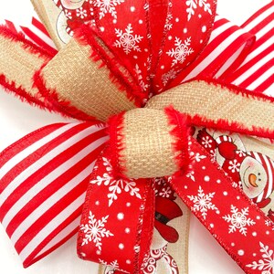 Snowman Christmas Decorative Bow / Christmas Red and White Snowman ...
