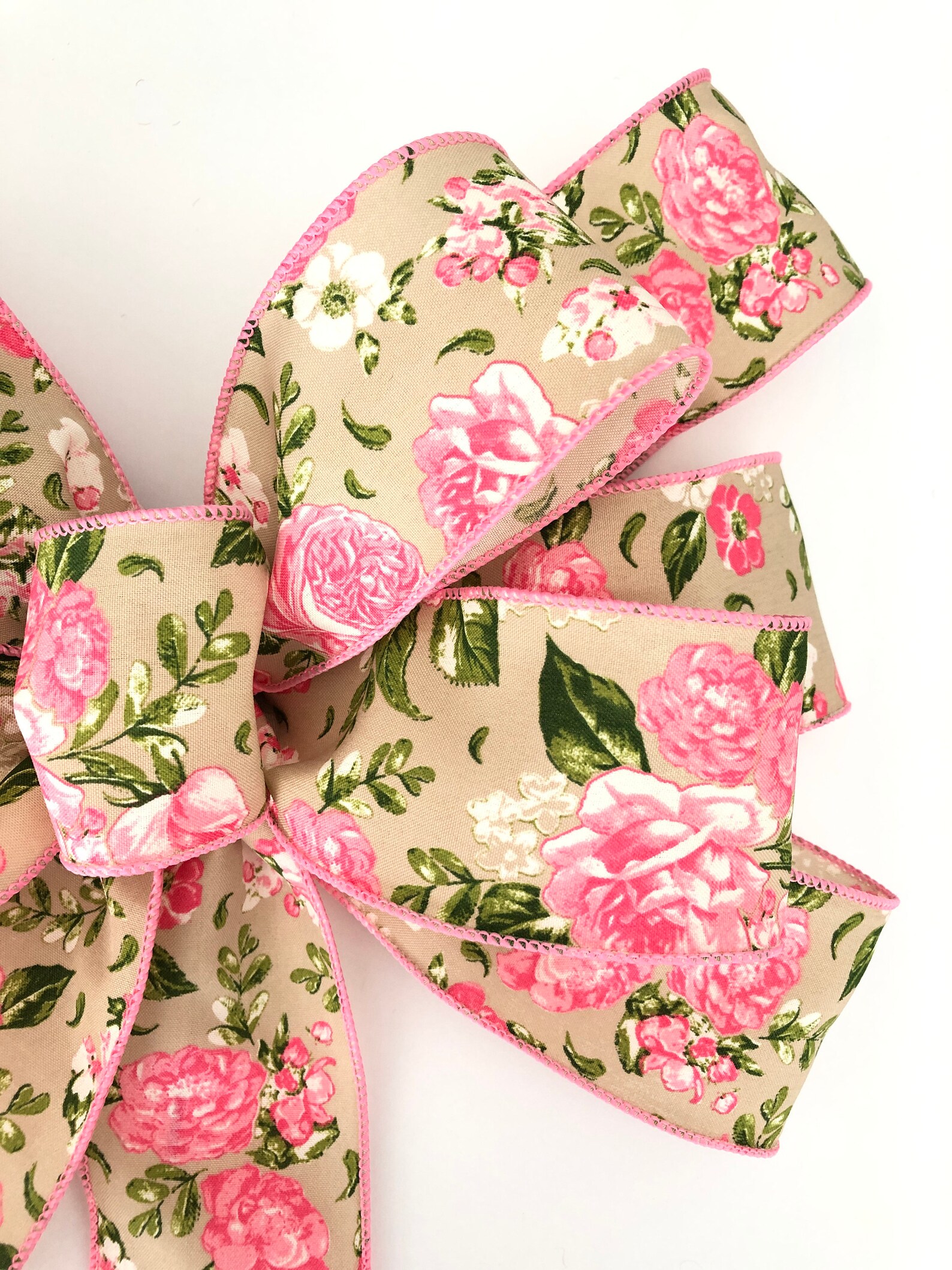 Pink Wreath Bow / Floral Pattern Wreath Bow / Spring - Etsy