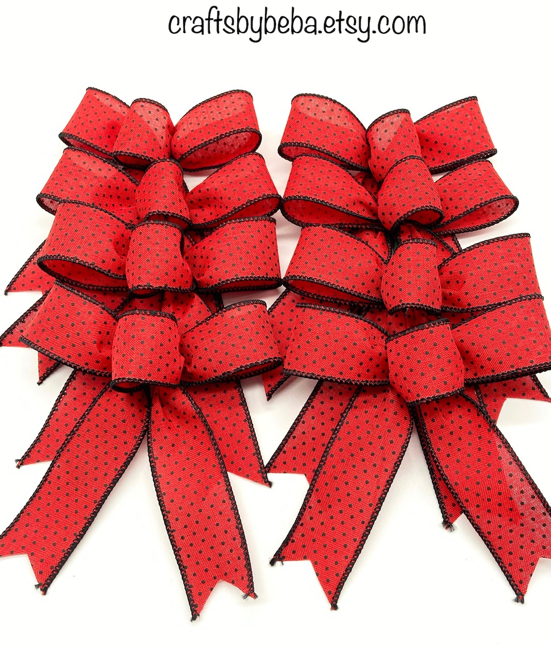 Red and Black Bows / Set 8 Bows / Small Red and Black Decorative Bows ...