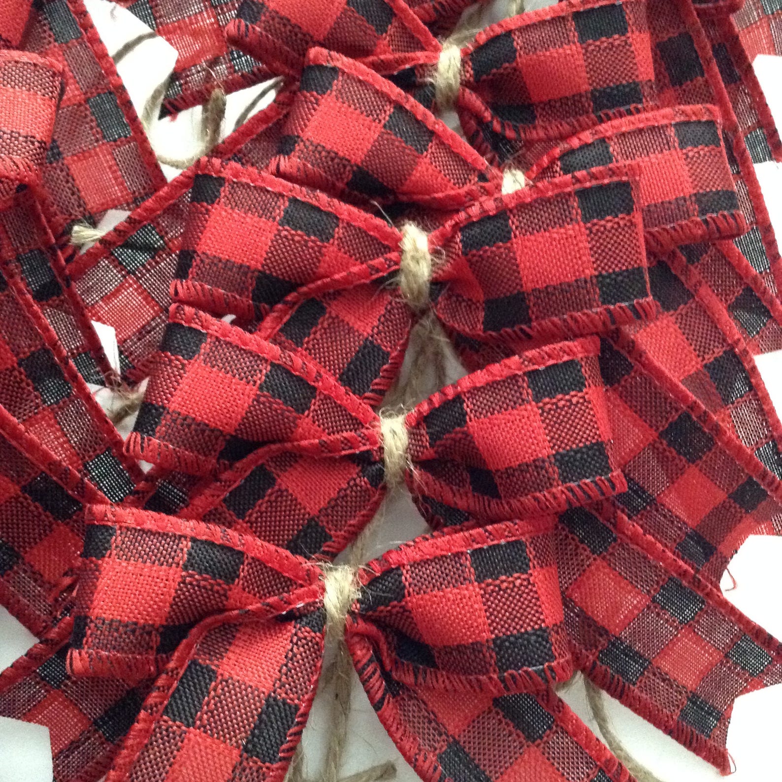 Christmas Small Plaid Bows / Red and Black Tiny Plaid Bows / | Etsy