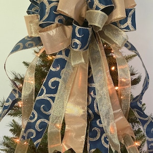 Christmas Tree Topper / Christmas Blue and Gold Tree Topper / Swirls ...