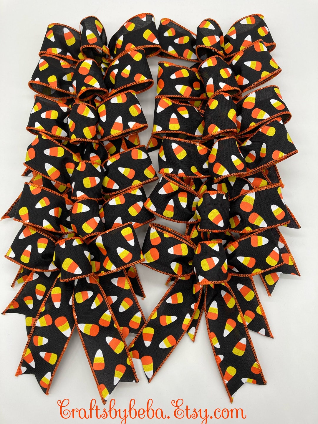 Halloween Decorative Bows / Set 12 Bows / Candy Corn Small Decor Bows ...