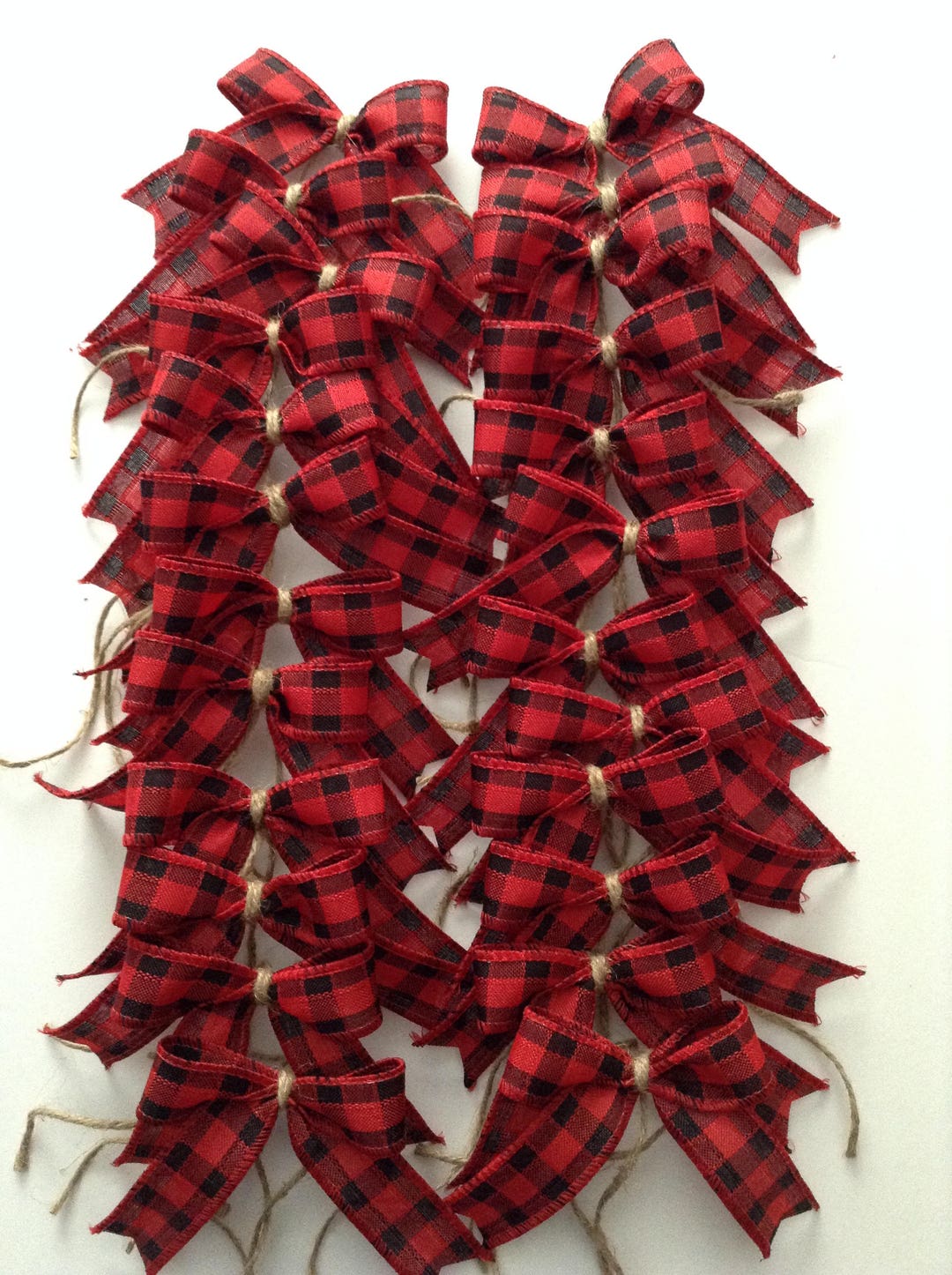 Christmas Small Plaid Bows / Red and Black Tiny Plaid Bows / Set of 24 ...