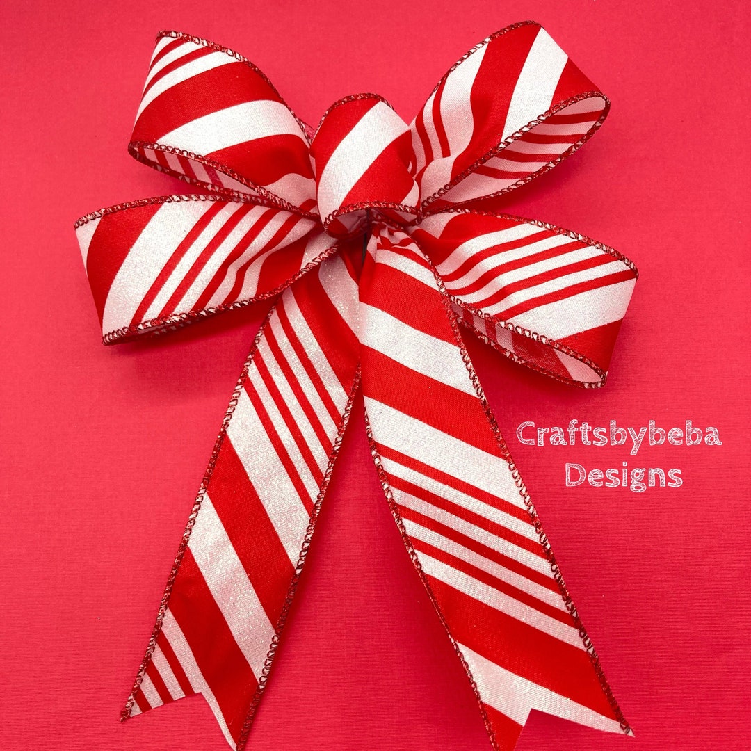 Peppermint Christmas Decorative Bows / Set 6 Bows / Christmas ...