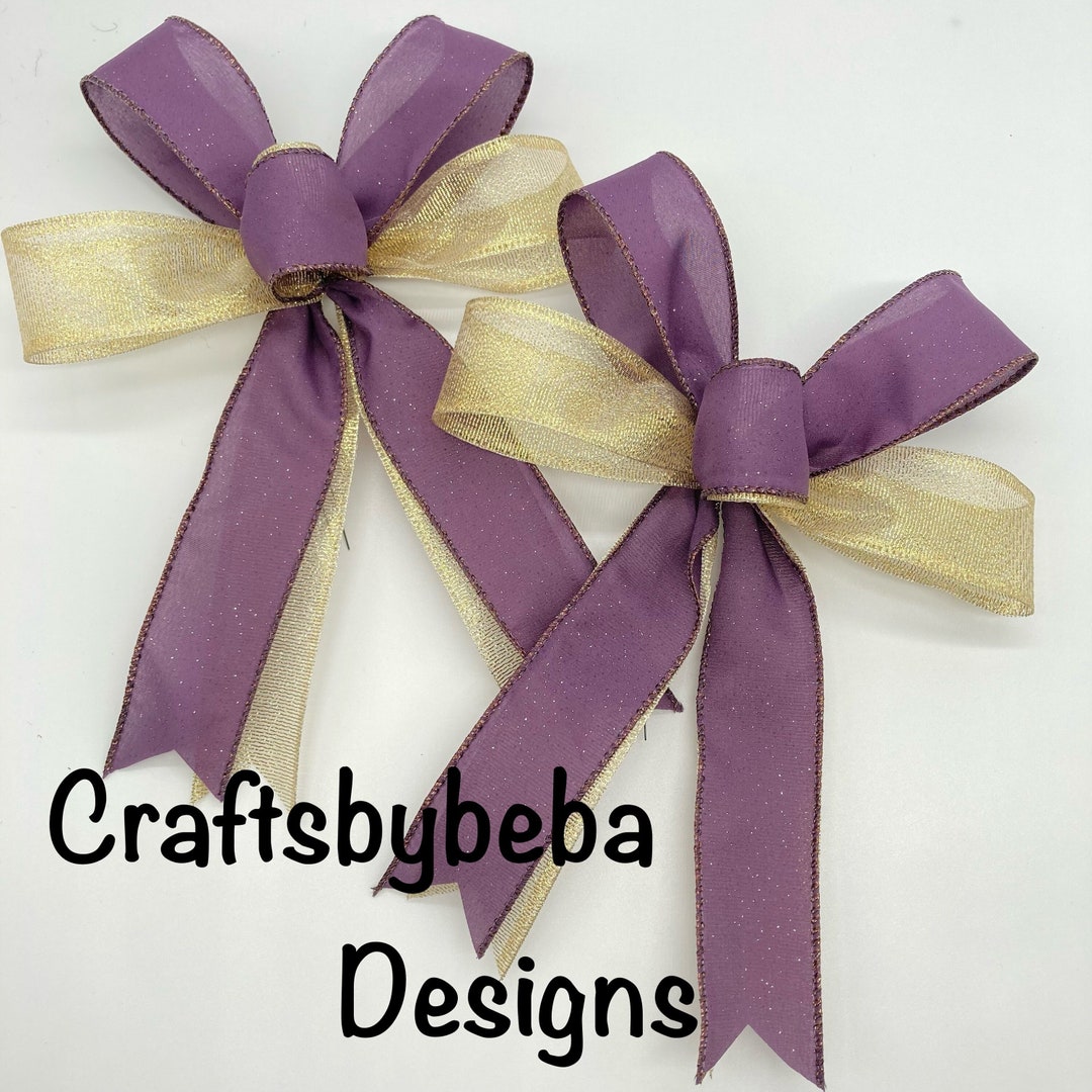 Purple and Gold Decorative Bows Christmas Tree Bows Lilac Small ...