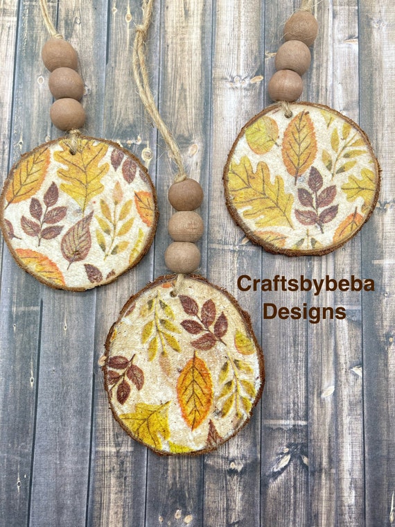 Fall Wood Log Handmade Ornaments / Set 3 Ornaments / Harvest - Etsy