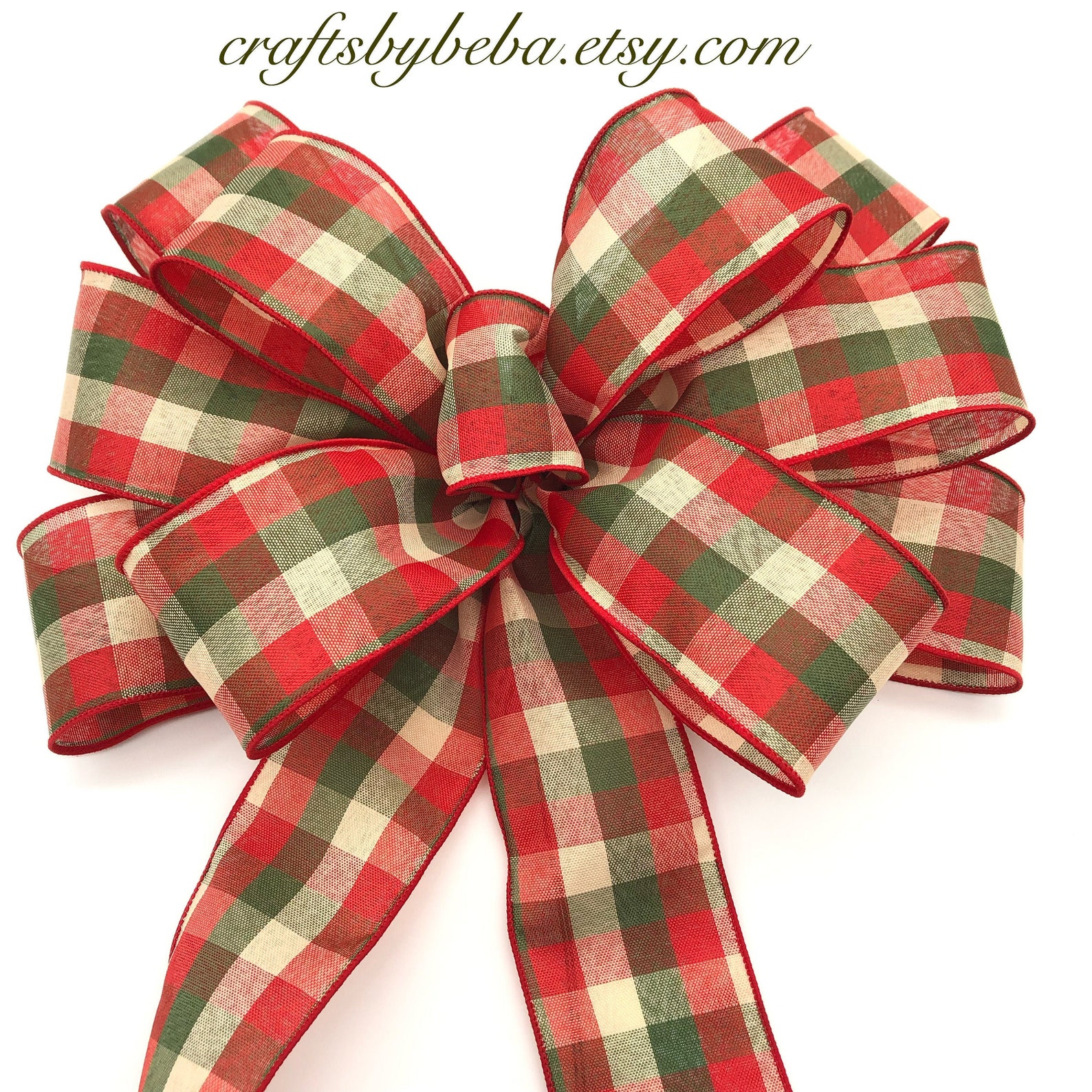 Christmas Wreath Bow / Xmas Decorative Bow / Christmas Plaid - Etsy