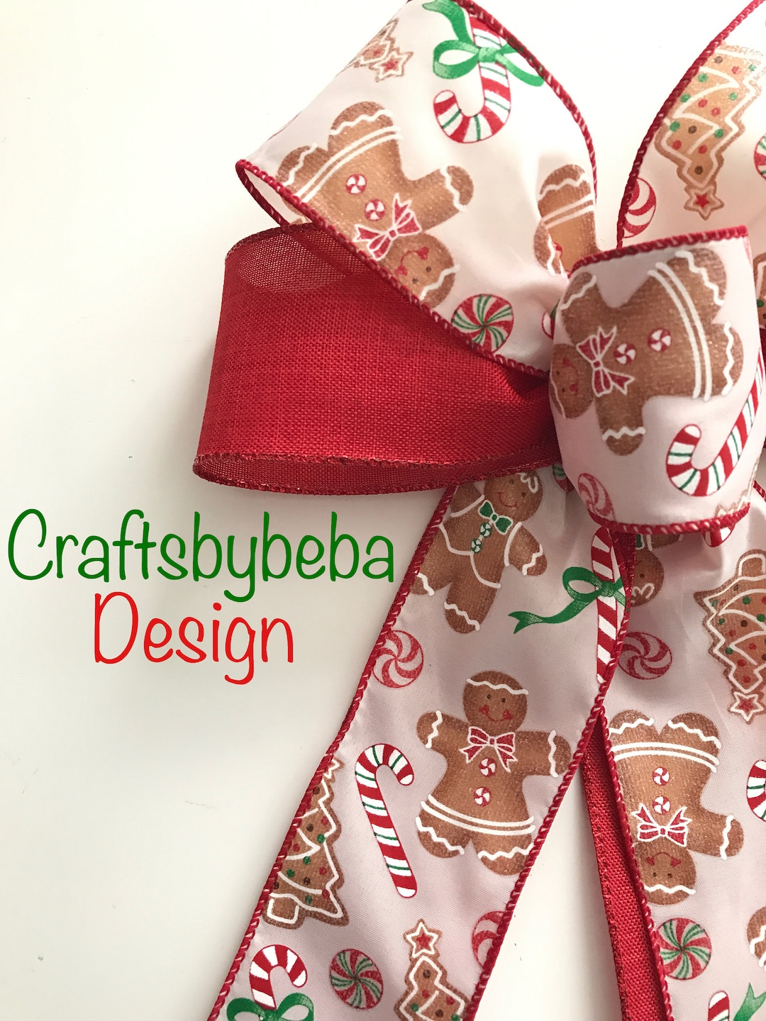 Christmas Tree Bows / Gingerbread Xmas Tree Bows / Set of 6 Bows ...