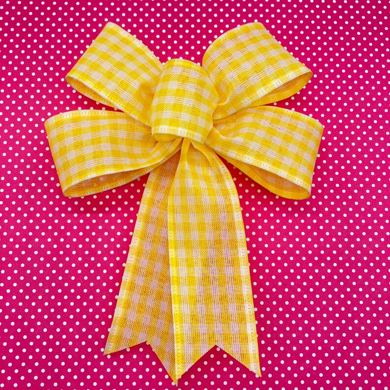 Yellow Gingham Decorative Bows / Set 6 Bows / Yellow and White - Etsy