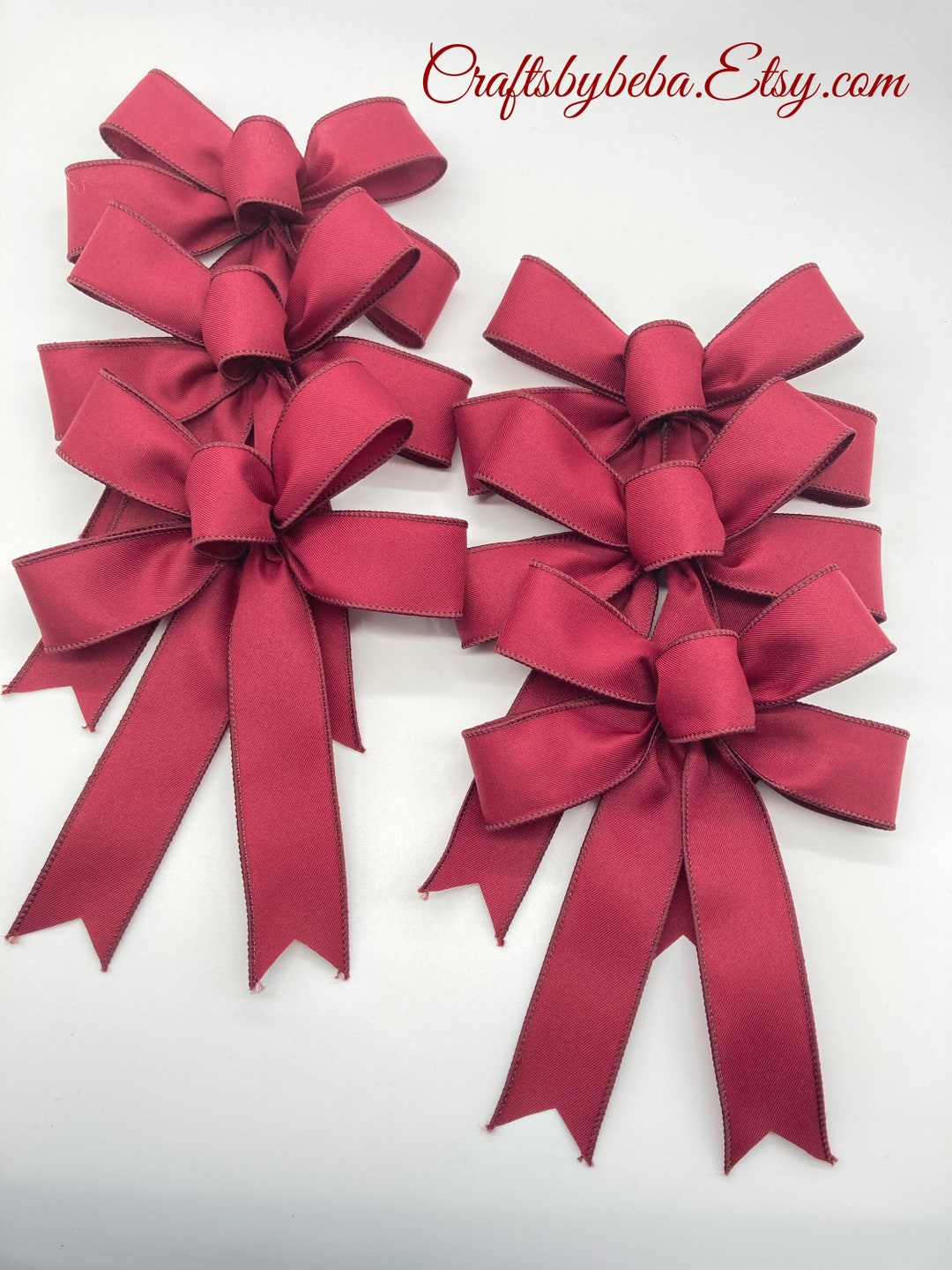 Burgundy Christmas Tree Bows / Set 6 Bows / Christmas Burgundy Color ...