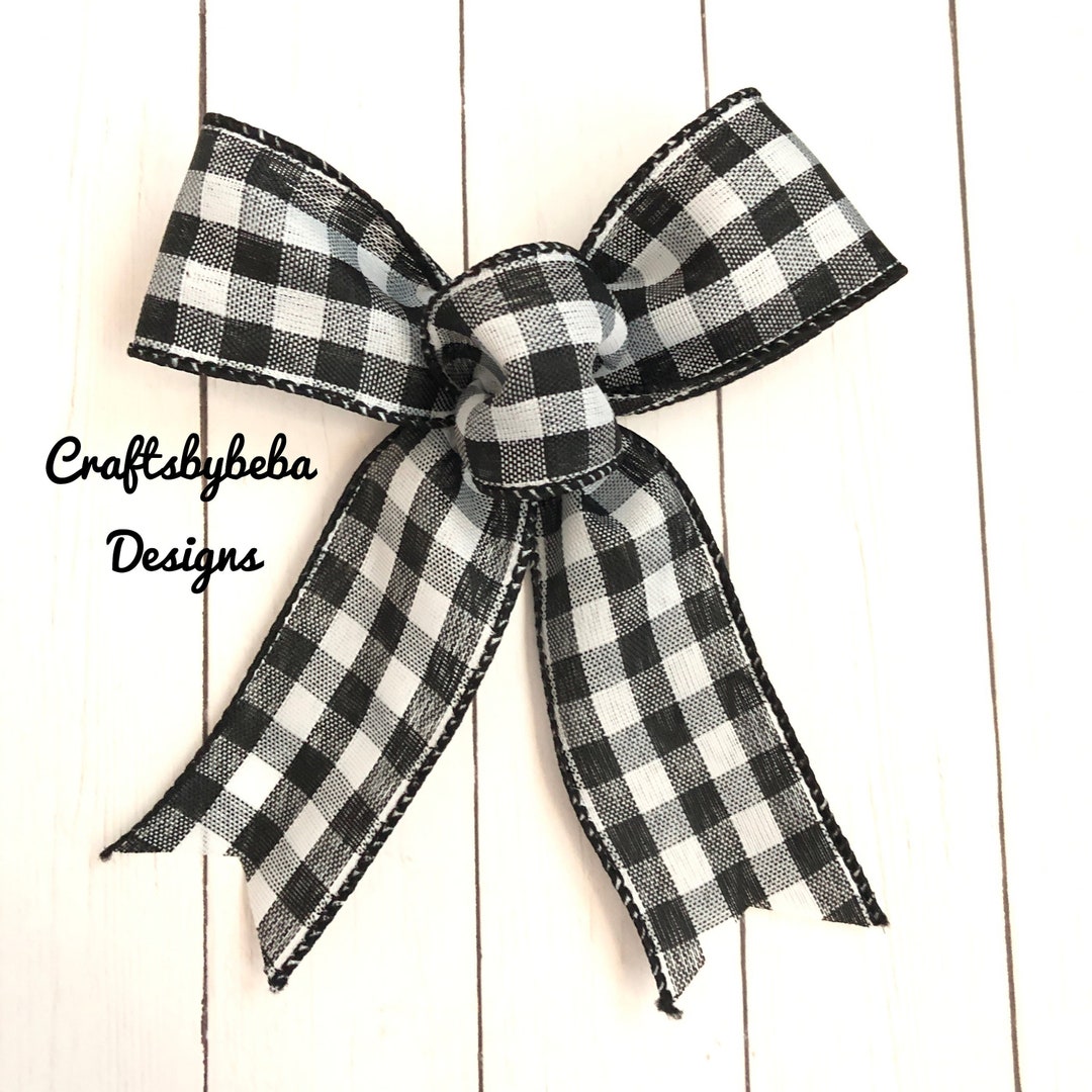 Buffalo Plaid Christmas Bows: Black & White Decorative Set - Etsy
