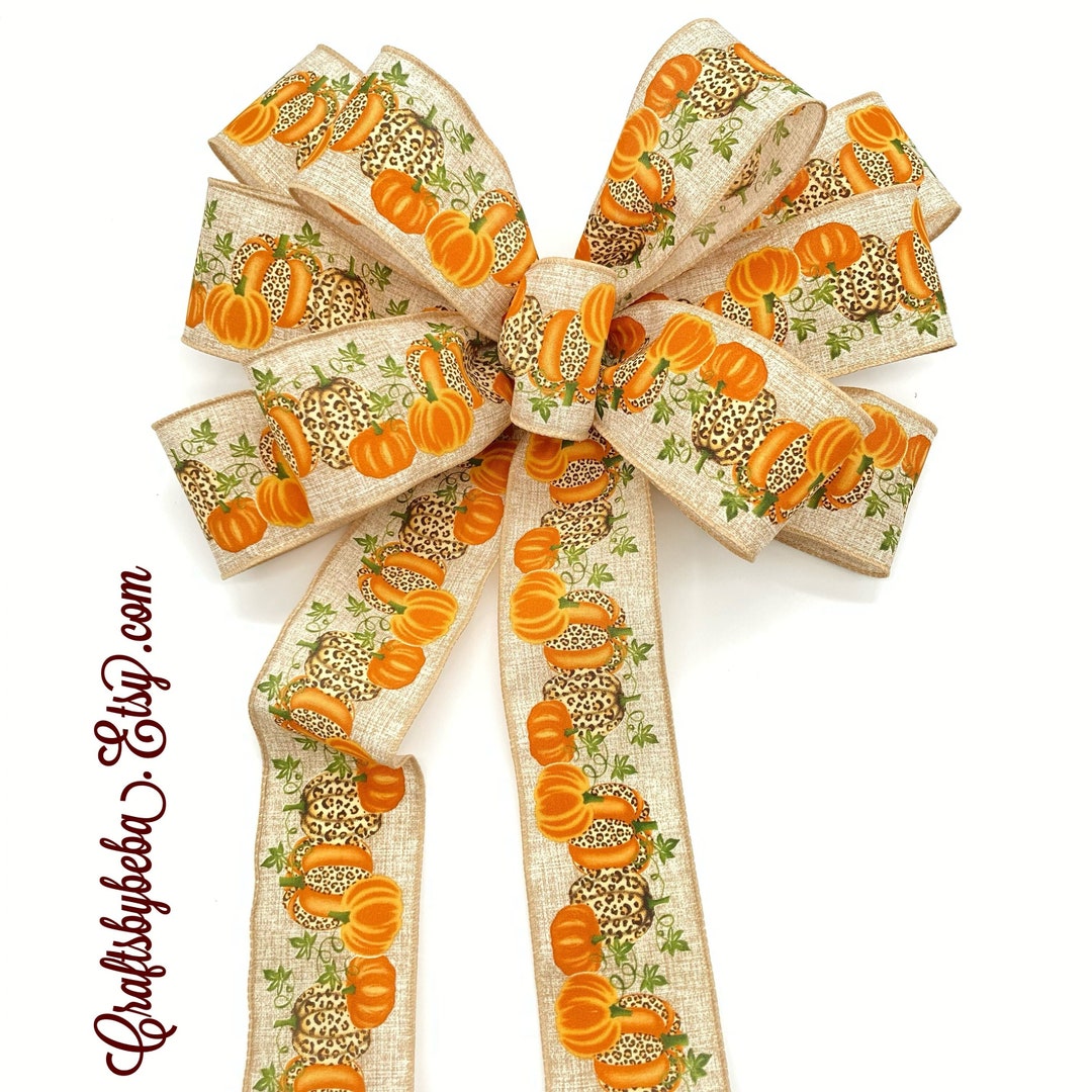 Harvest Wreath Bow / Pumpkin Fall Bow / Fall Wreath Bow / Fall Orange ...