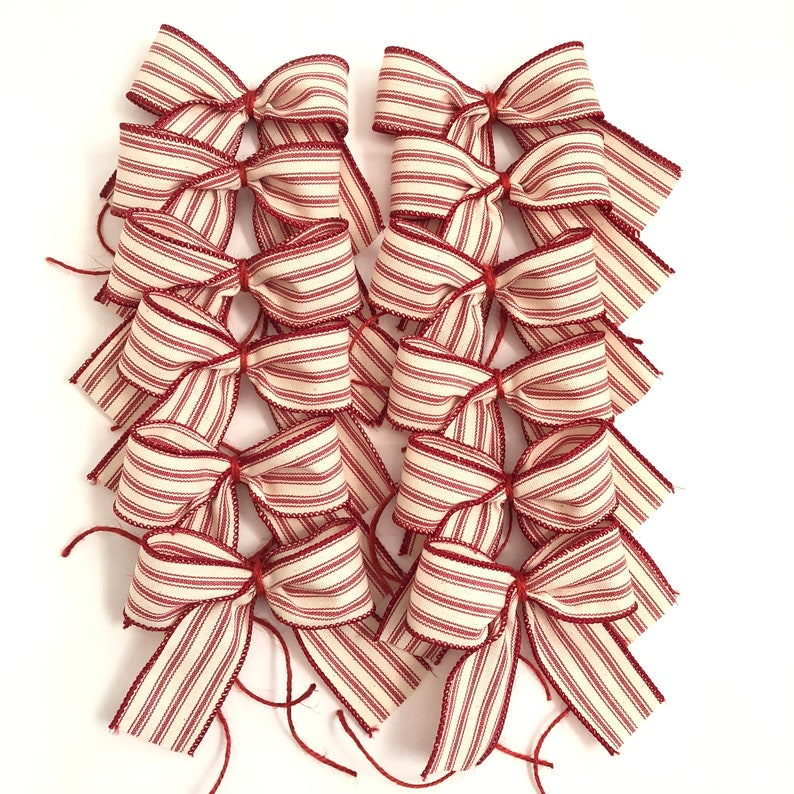 Christmas Bows / Xmas Small Decorative Bows / Red and off - Etsy