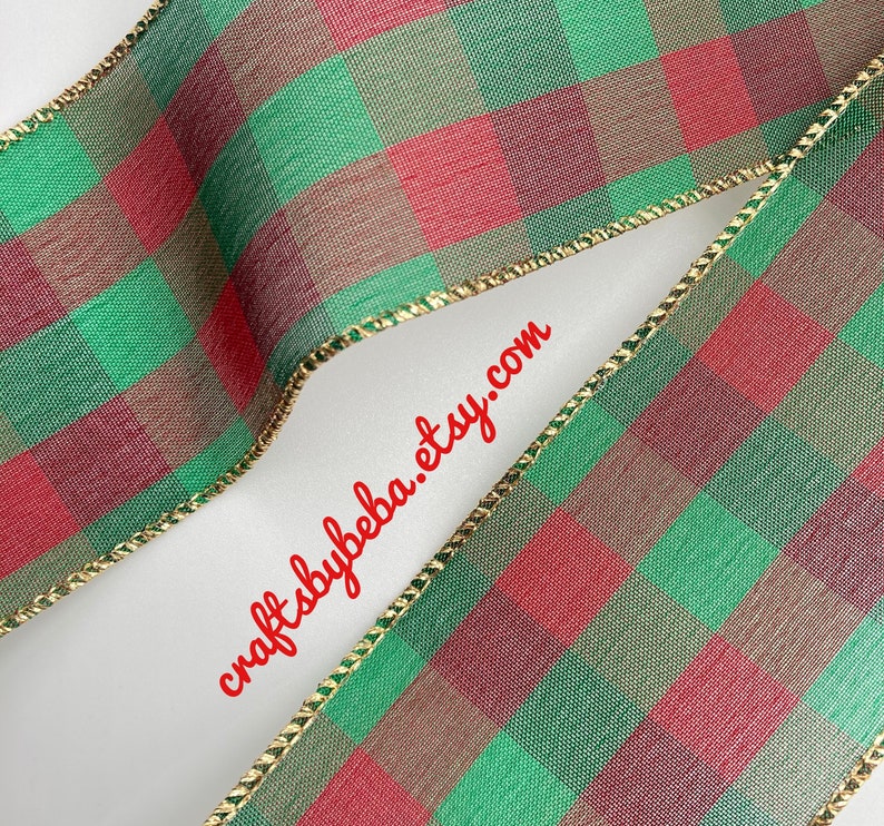 Christmas Wreath Bow Christmas Plaid Decorative Bow Red Etsy