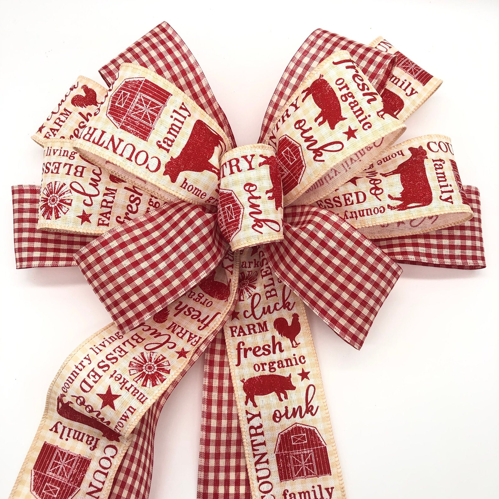Country Living Decorative Bow / Farm Fresh Decor Bow / Red - Etsy