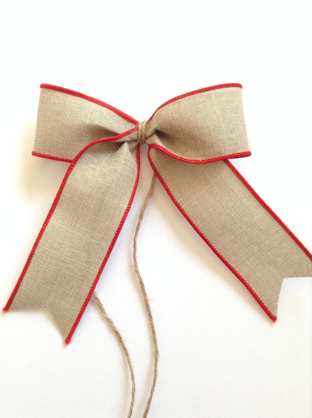 Christmas Bows / Natural - Burlap Bows / Burlap and Red Decorative Bows ...