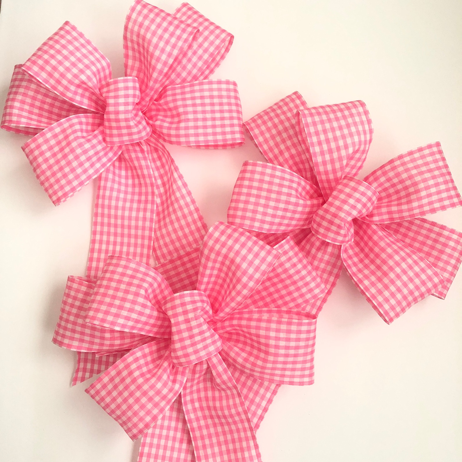 Pink Decorative Bows / Pink Gingham Bows / Set of 3 / It's | Etsy