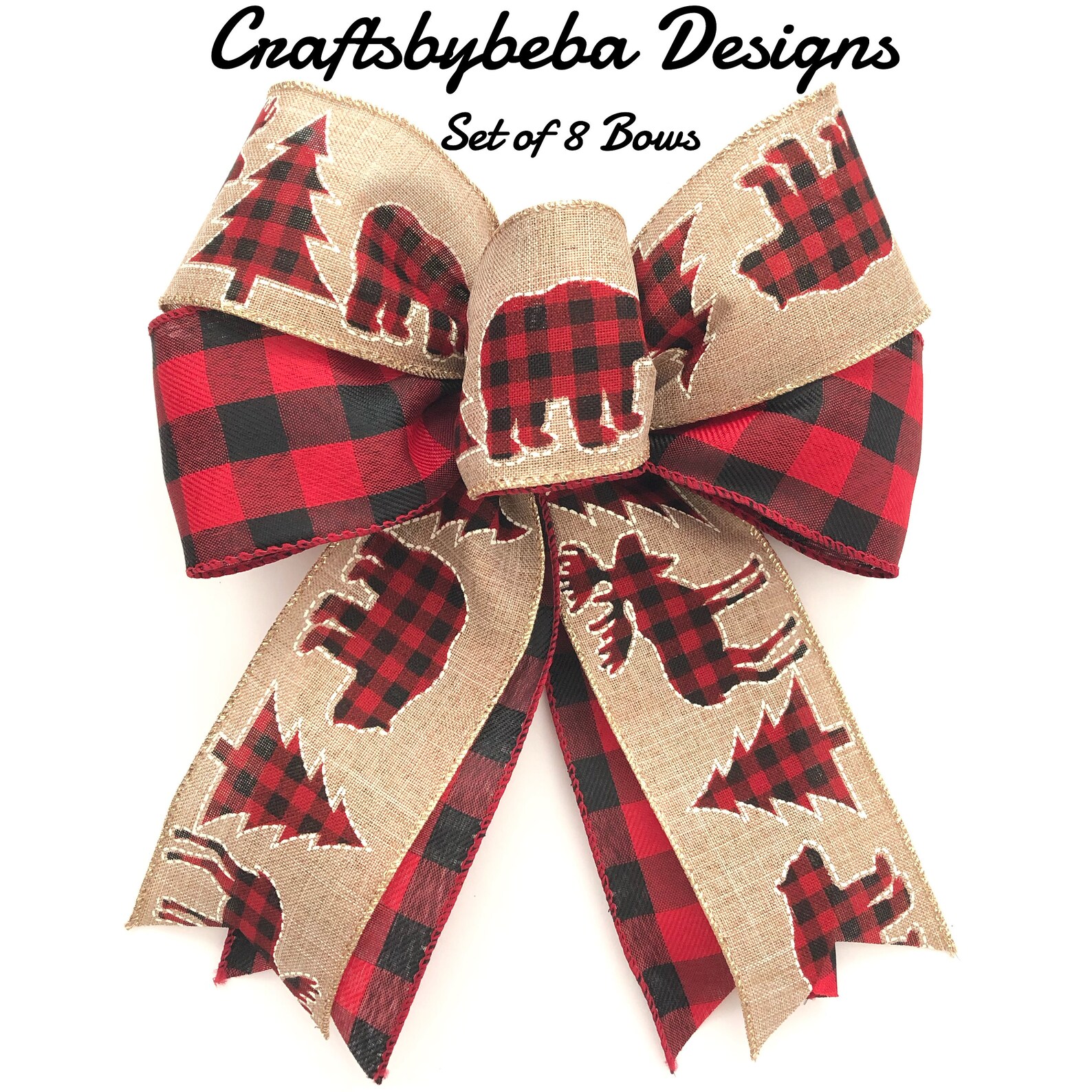 Christmas Decorative Bows / Set of 8 Bows / Red Buffalo | Etsy