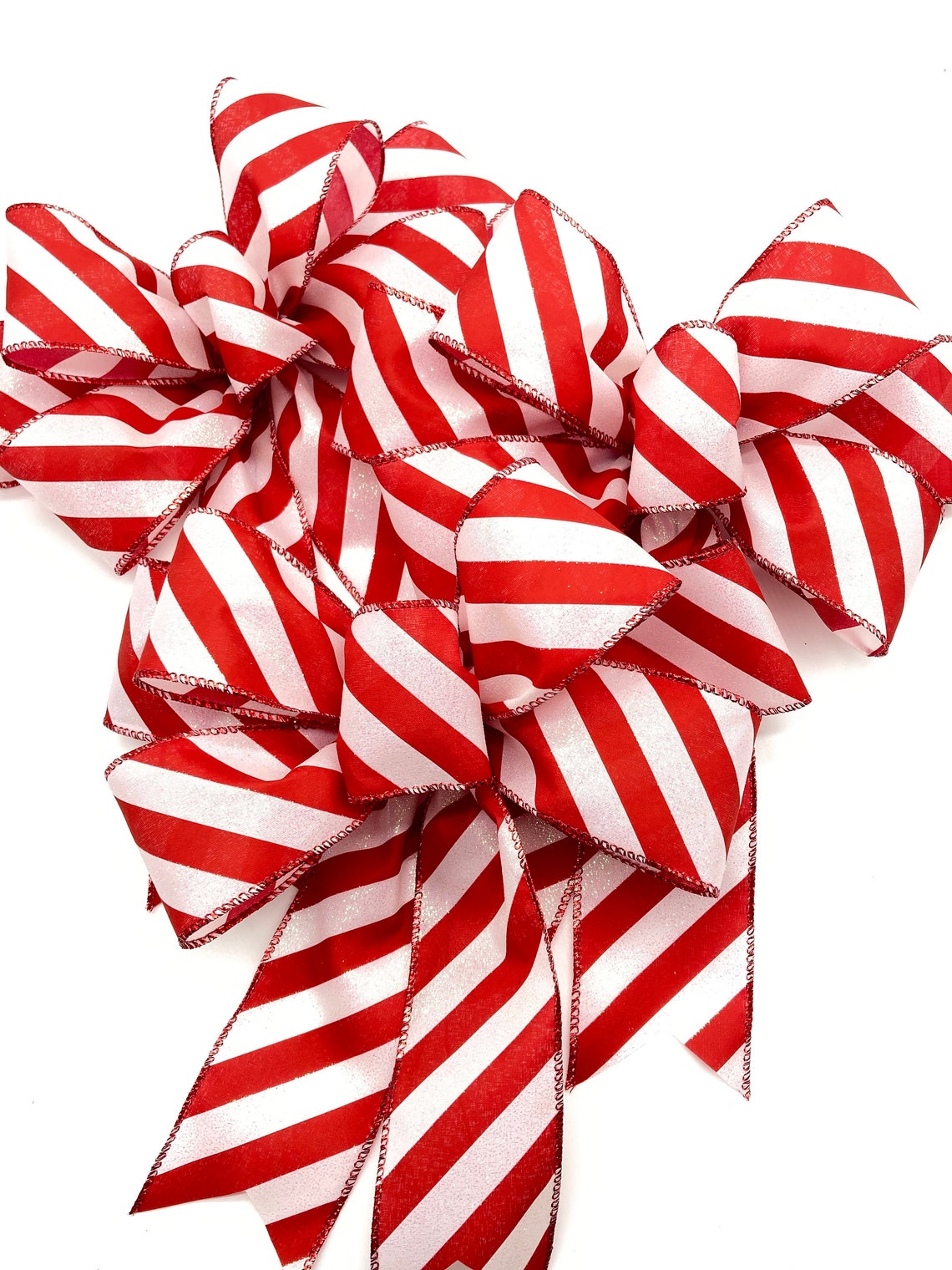 Peppermint Decorative Bows / Set 3 Bows / Red and White - Etsy