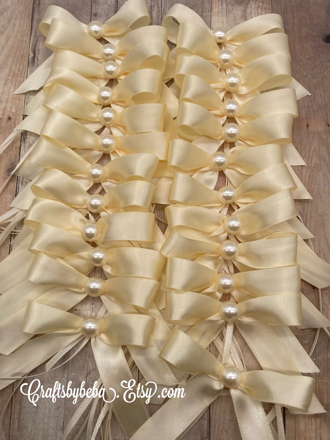 Wedding Small Decorative Bows Set 24 Bows Wedding Satin - Pearls Decor ...