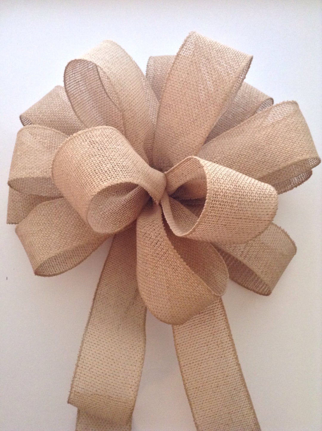 Burlap Tree Topper / Christmas Tree Topper / Natural Xmas Bow / Burlap ...