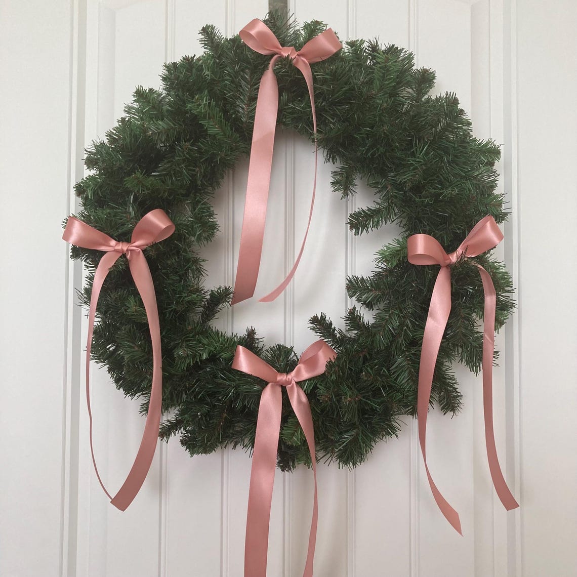 Matte Rose Satin Christmas Tree Bows : Handmade Rose Gold - Blush Pink ...