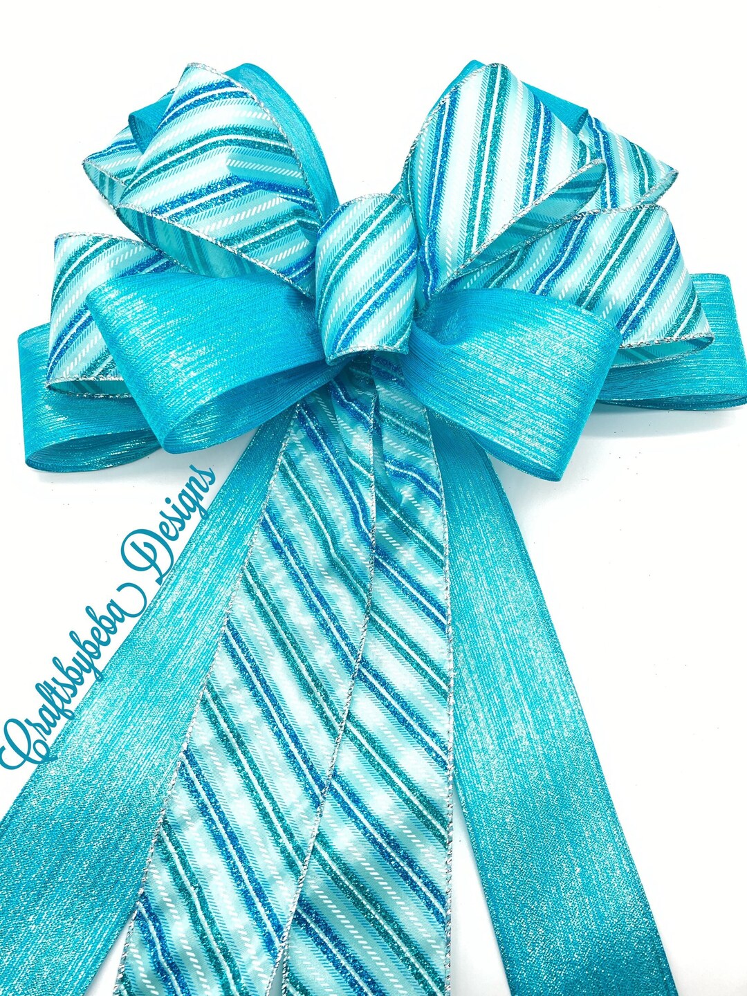 Teal Christmas Wreath Bow Christmas Blue Teal Tree Topper Christmas