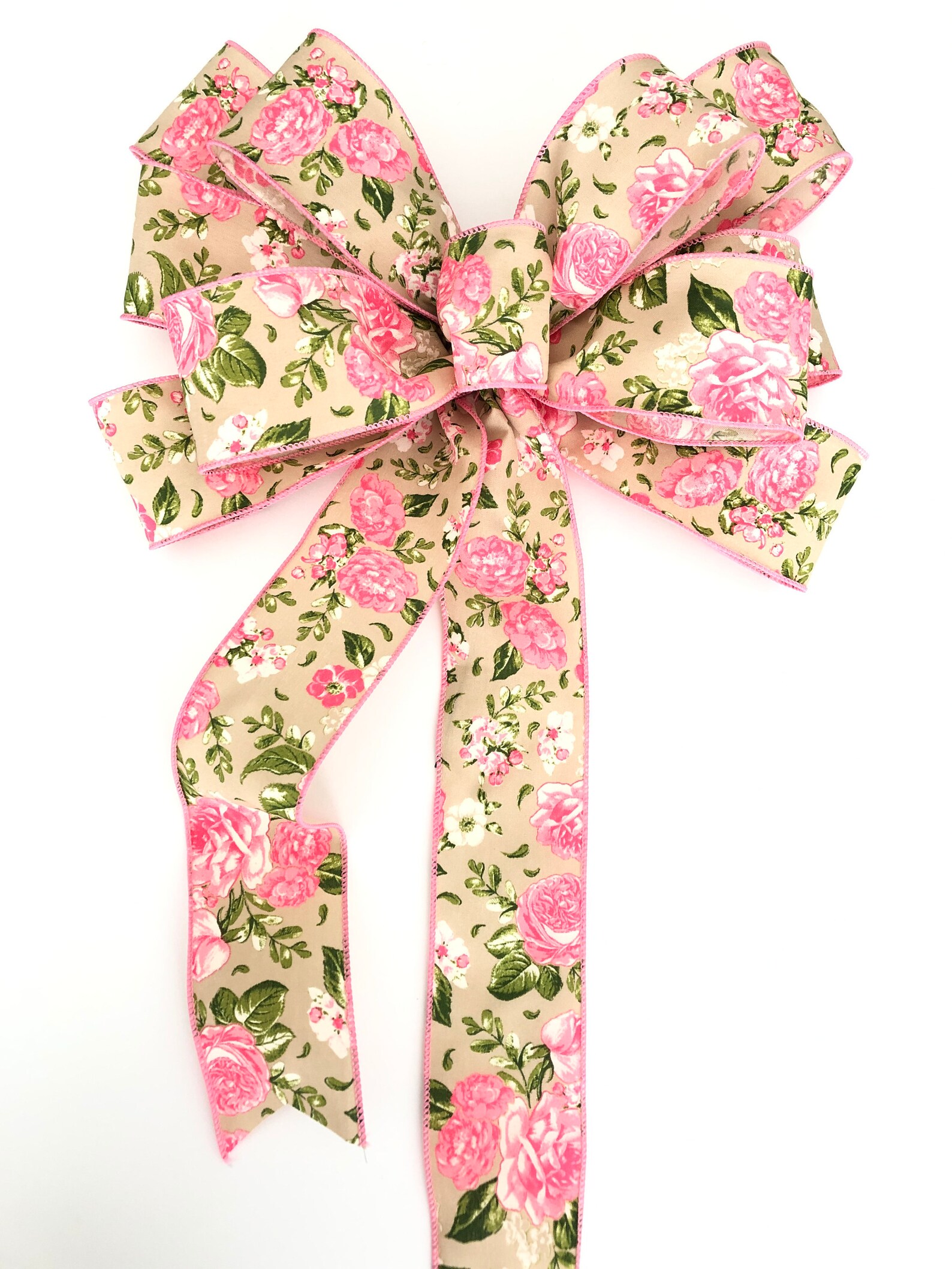 Pink Wreath Bow / Floral Pattern Wreath Bow / Spring - Etsy