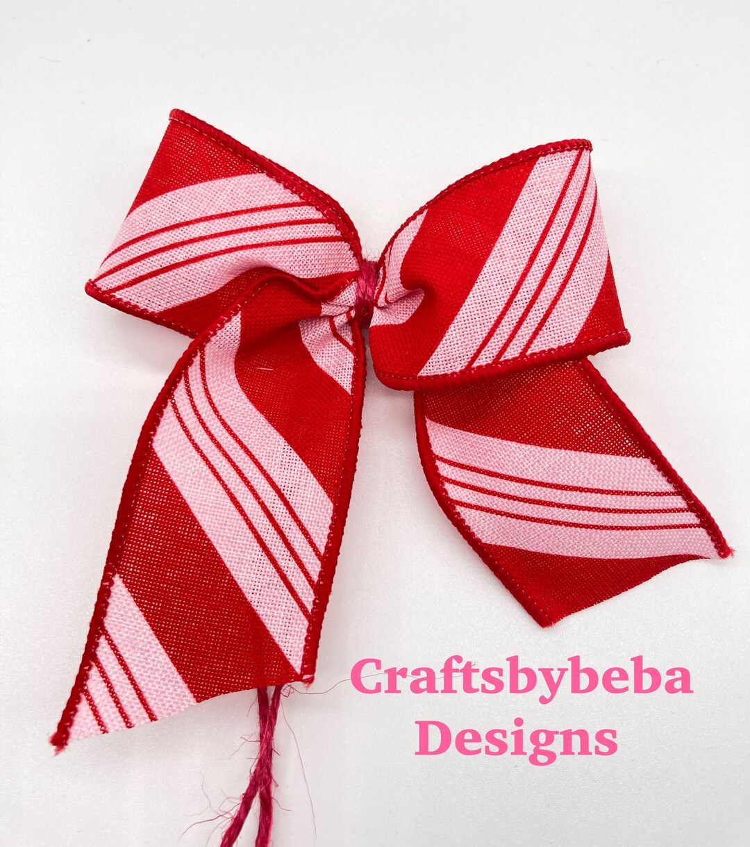 Pink Peppermint Christmas Bows / Christmas Tree Bows / Set 12 Bows ...