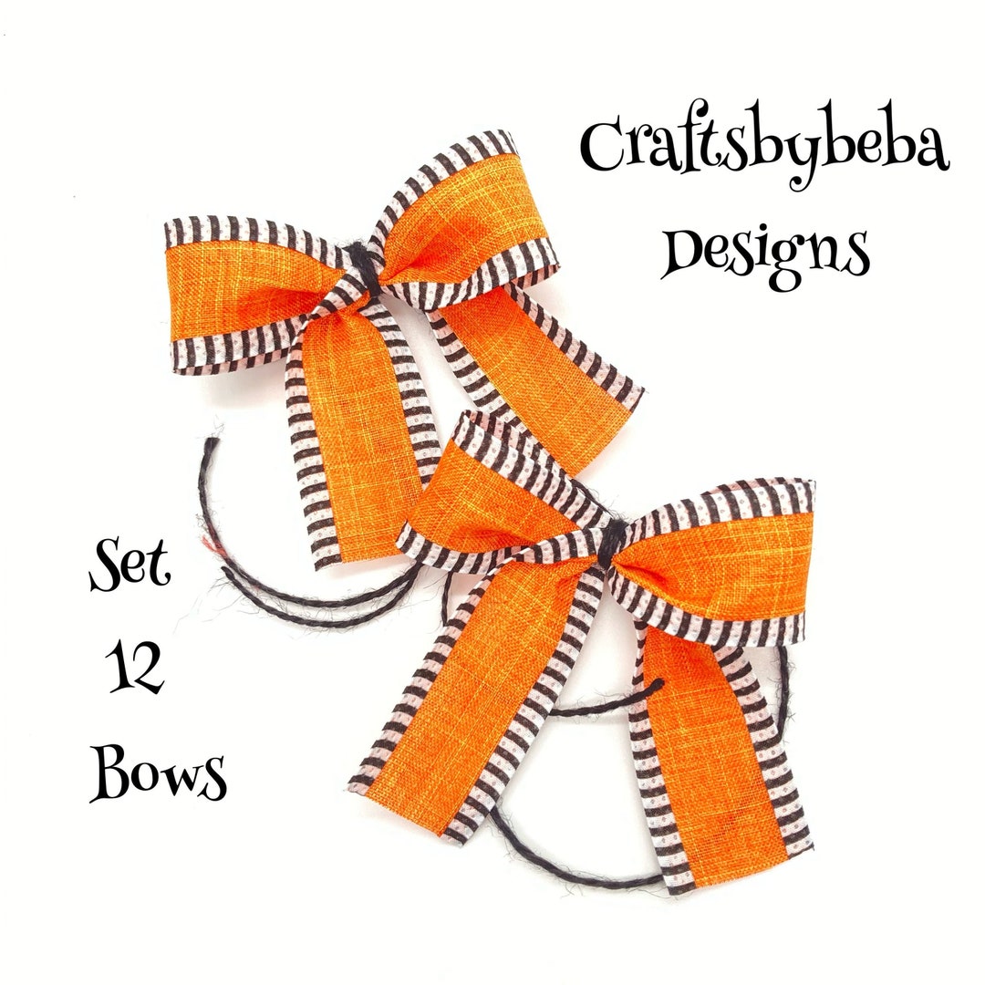 Halloween Decorative Bows / Set 12 Bows / Halloween Orange Small Decor ...