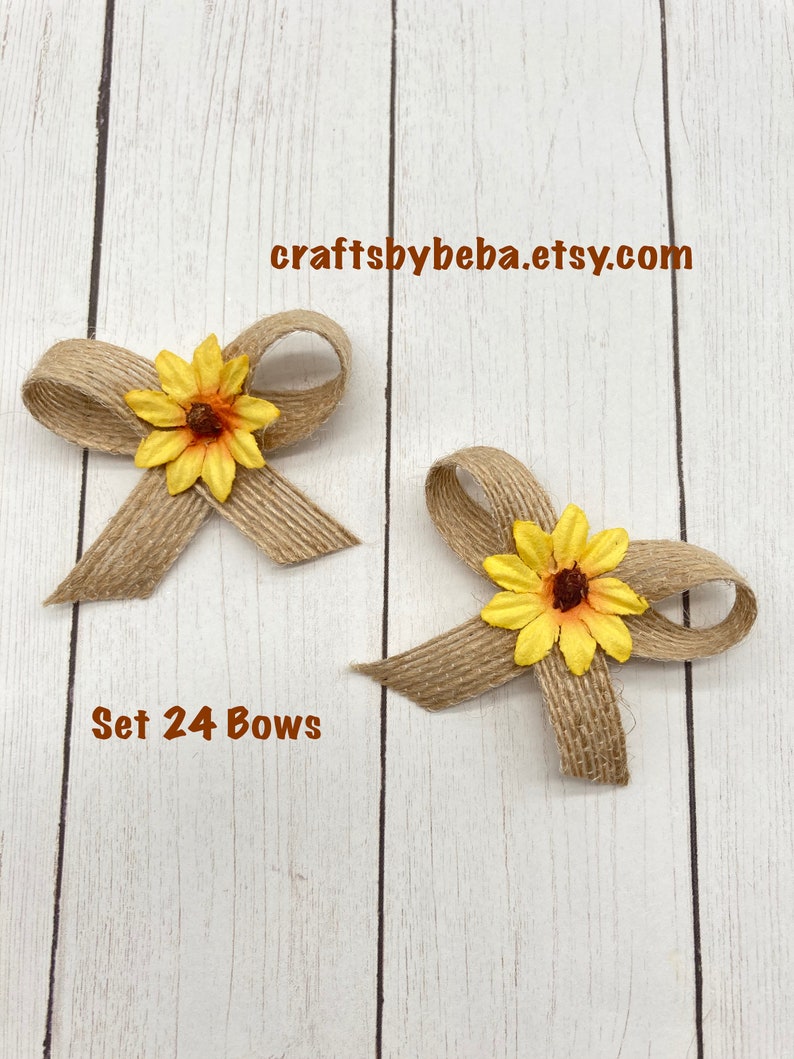 Sunflower Small Decorative Bows / Set 24 Bows / Burlap - Etsy