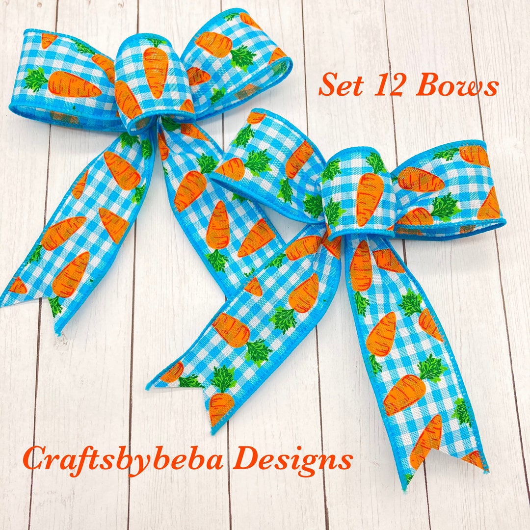 Easter Decorative Bows / Set 12 Bows / Easter Blue Plaid Decorative ...