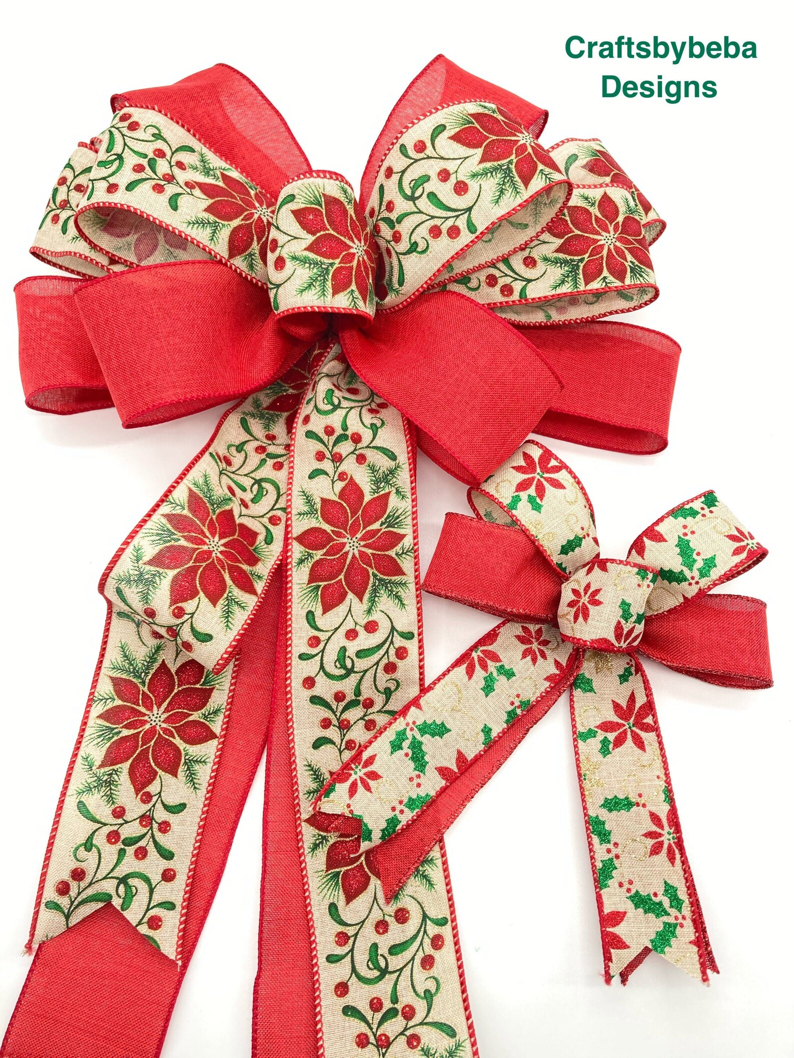 Christmas Tree Decorative Bows / Set 7 Bows / Tree Topper / - Etsy