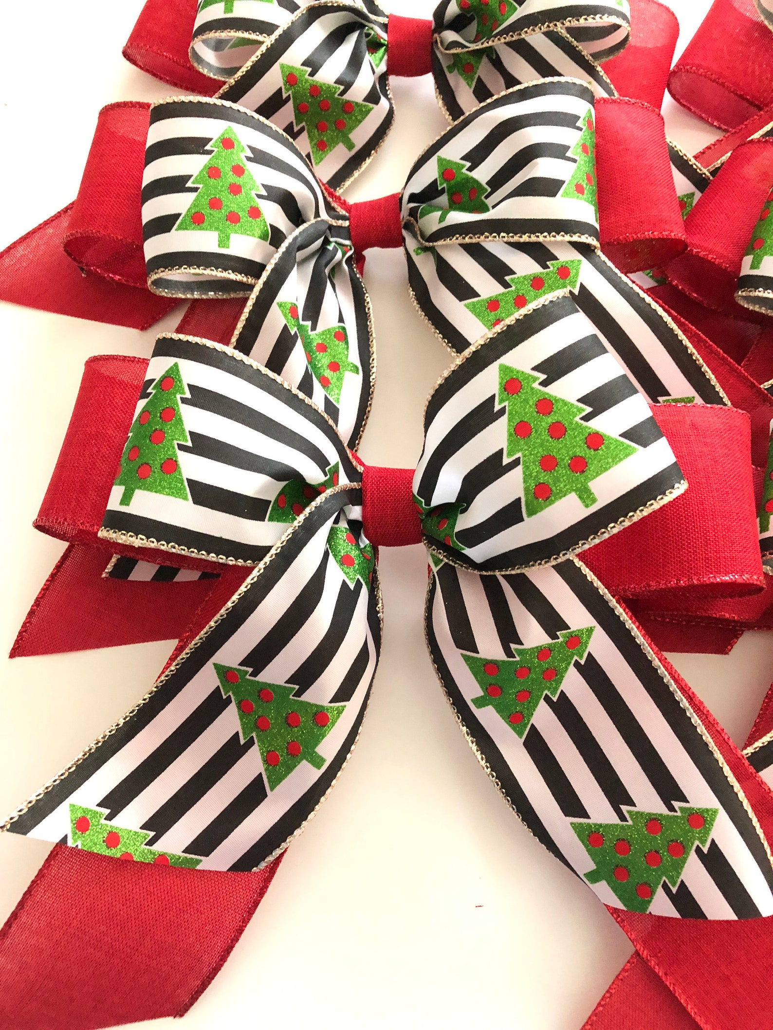 Christmas Tree Bows / Christmas Decorative Bows / Set of 6 - Etsy