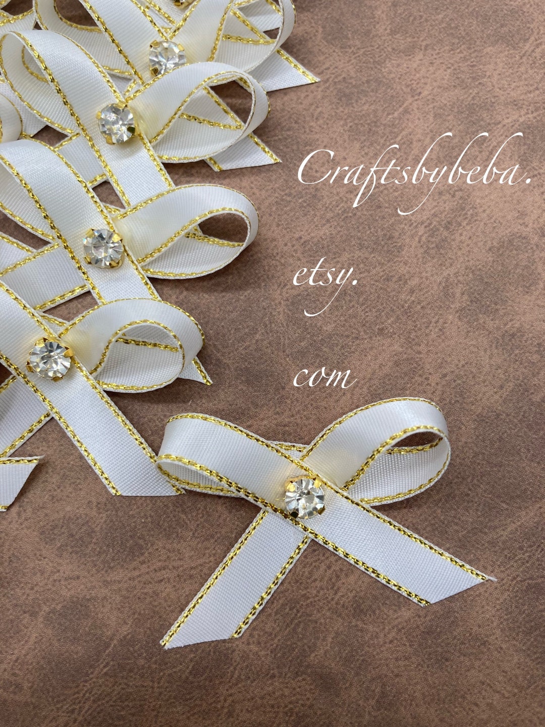 Wedding Favors Bows / Set 30 Bows / White Small Satin Bows / Tiny Party ...