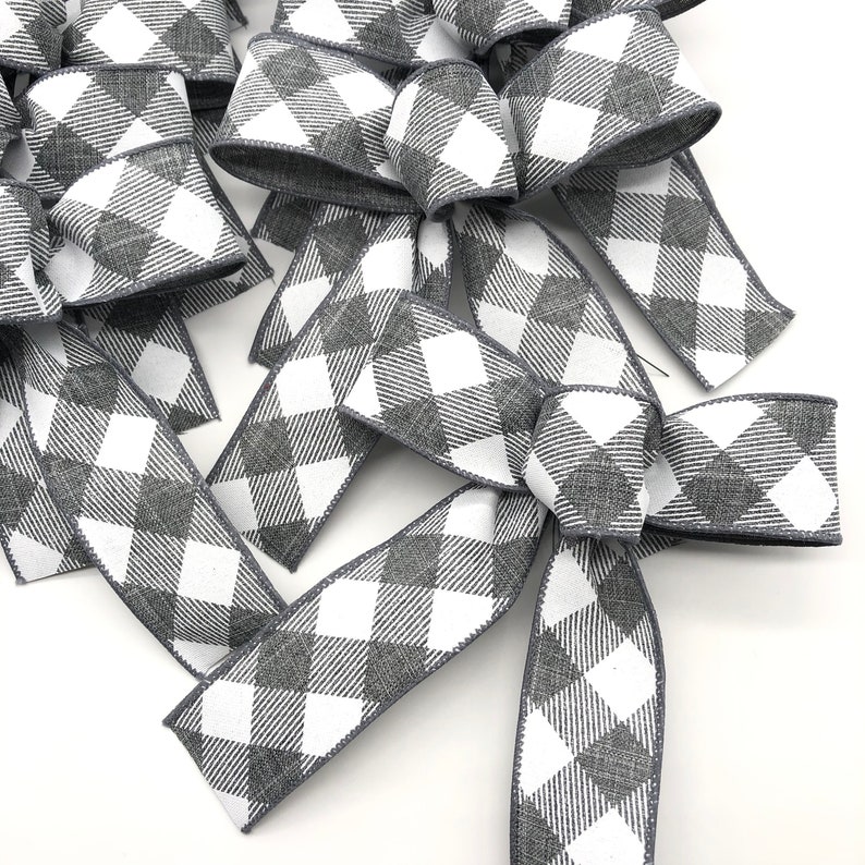Gray Check Decorative Bows / Set 12 Bows / Gray and White - Etsy