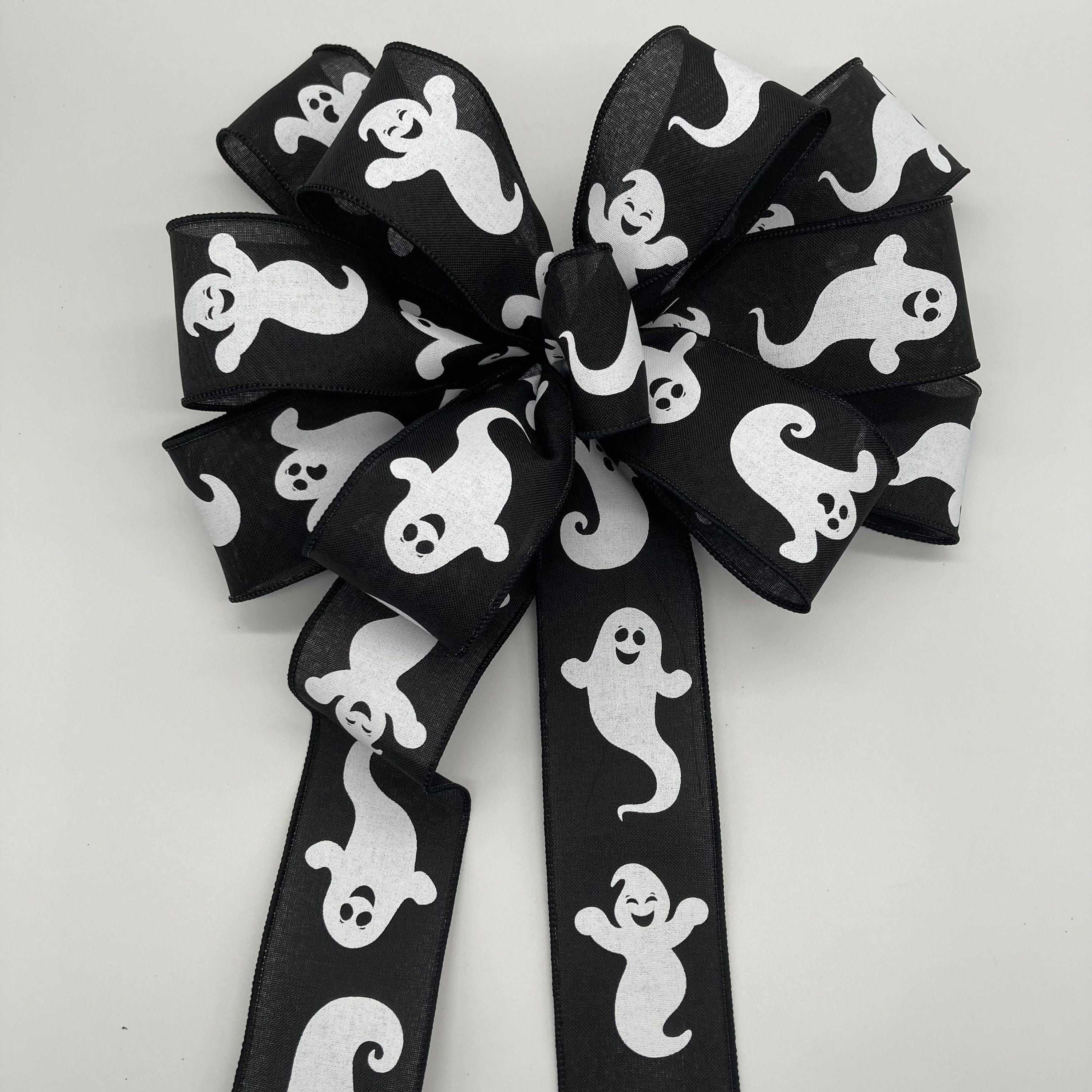 Ghost Wreath Bow / Black and White Decorative Bow / Halloween | Etsy