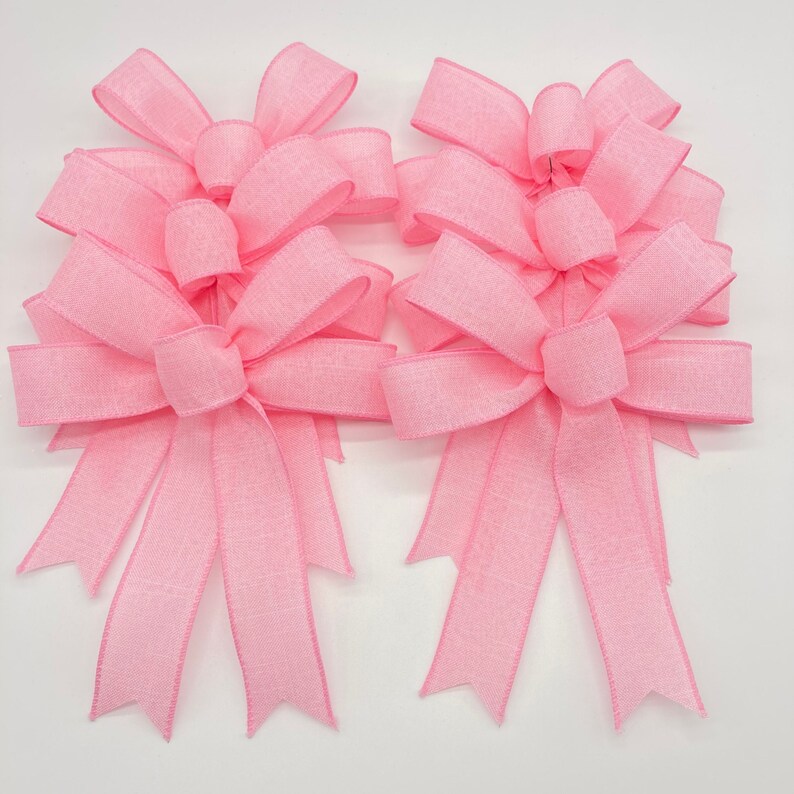 Pink Christmas Tree Bows: Light Pink Wired Ribbon, Set of 6 - Etsy