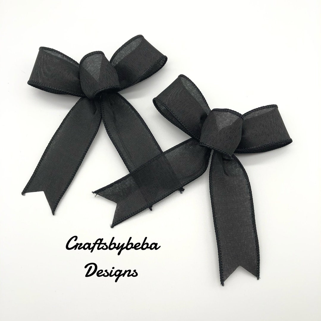 Black Decorative Bows / Set 8 Bows / Halloween Decor Bows / Black Small ...
