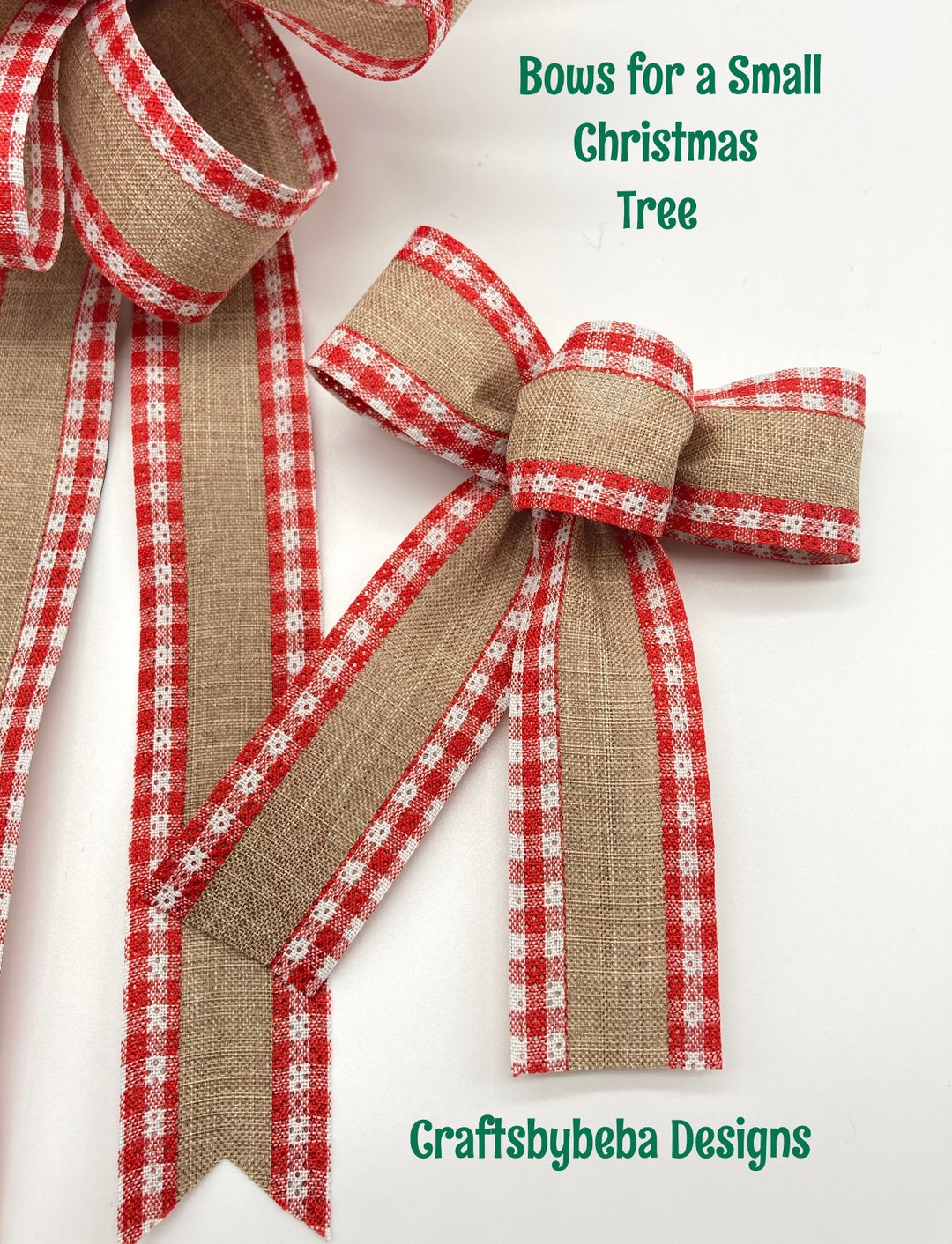 Christmas Tree Bows / Set 7 Bows / Small Xmas Tree Topper / Christmas ...