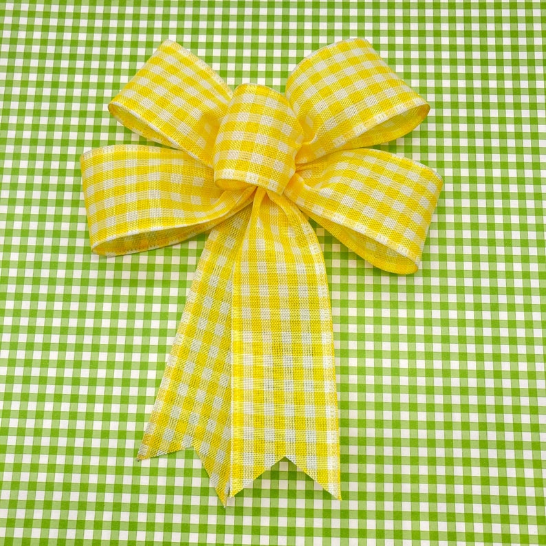 Yellow Gingham Decorative Bows / Set 6 Bows / Yellow and White - Etsy