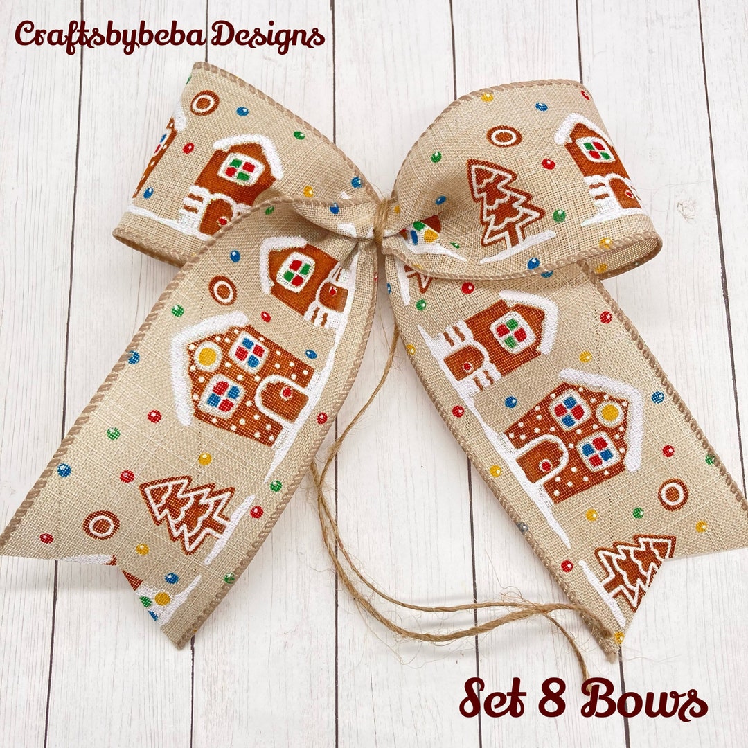 Gingerbread Christmas Bows / Set 8 Bows / Christmas Tree Bows ...