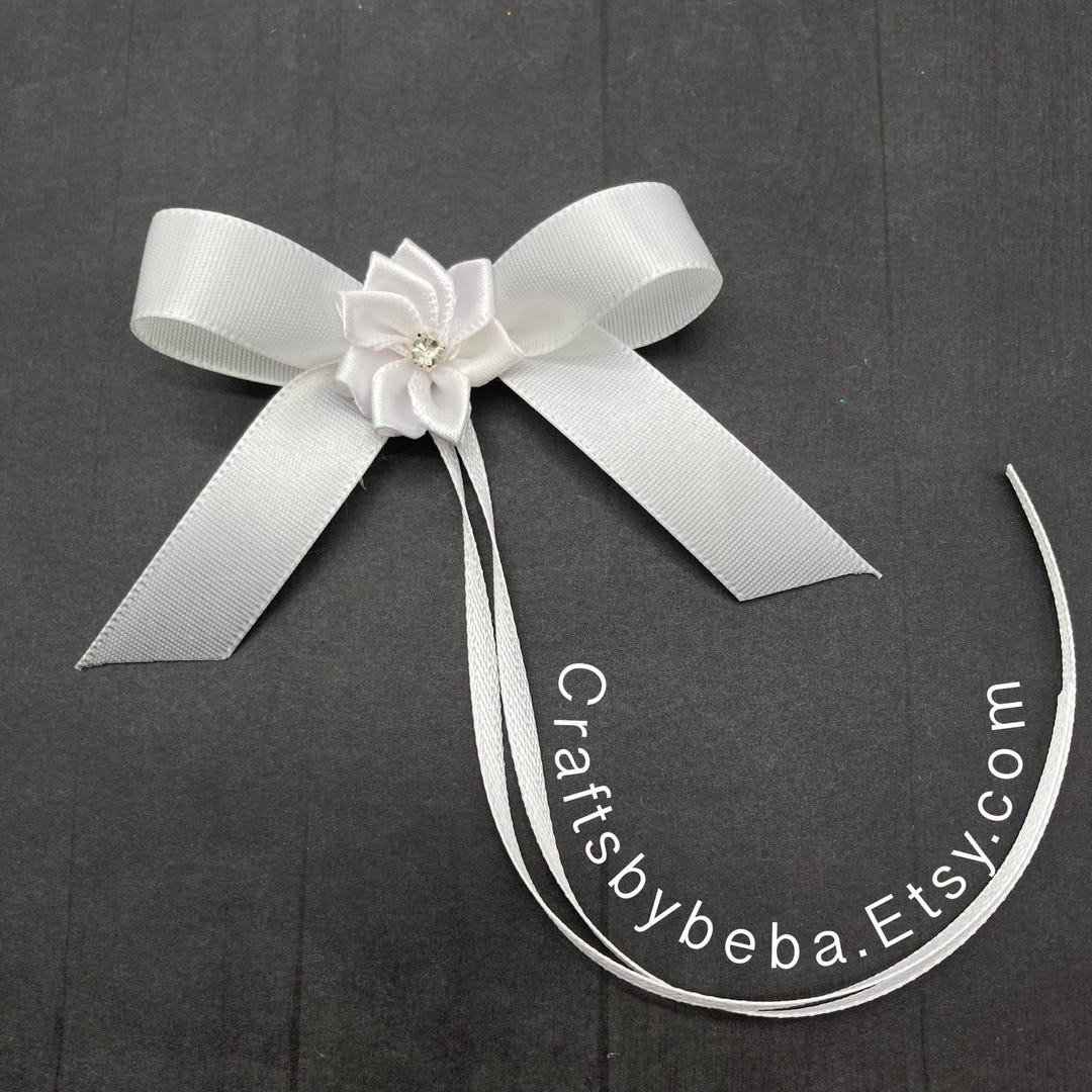 White Small Decorative Bows / Set 24 Bows / White Wedding Party Favors ...
