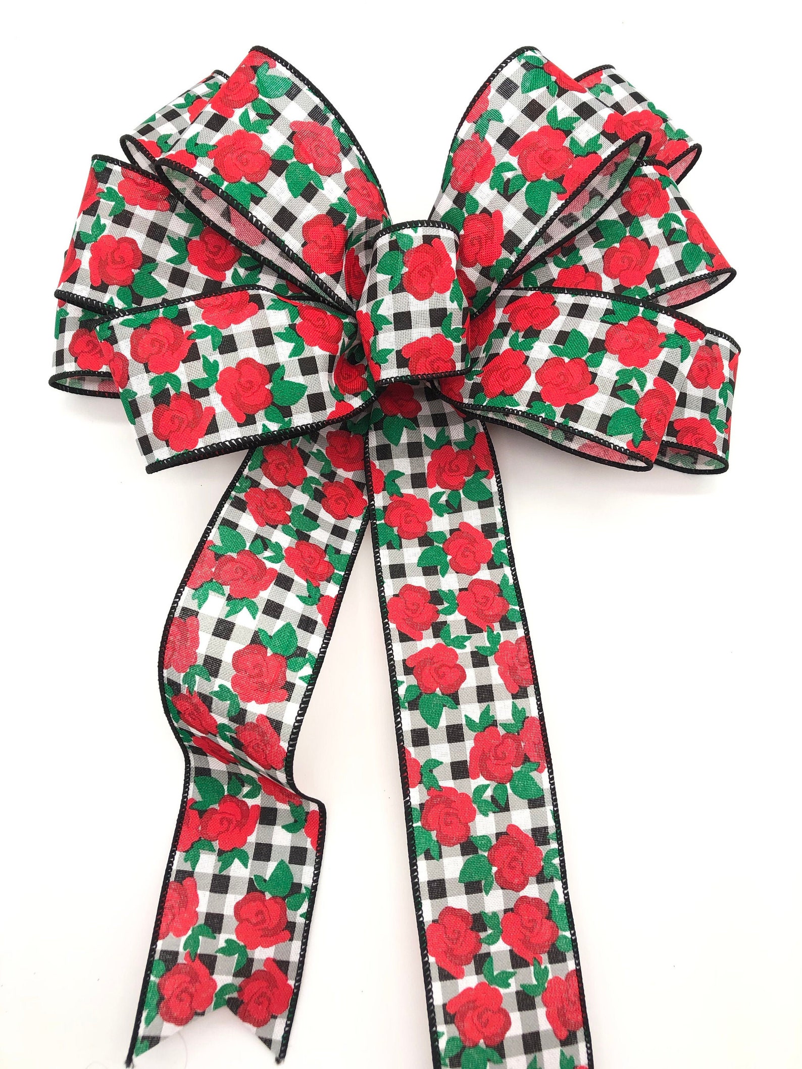 Summer Wreath Bow / Red Roses Wreath Bow / Flowers Decorative | Etsy