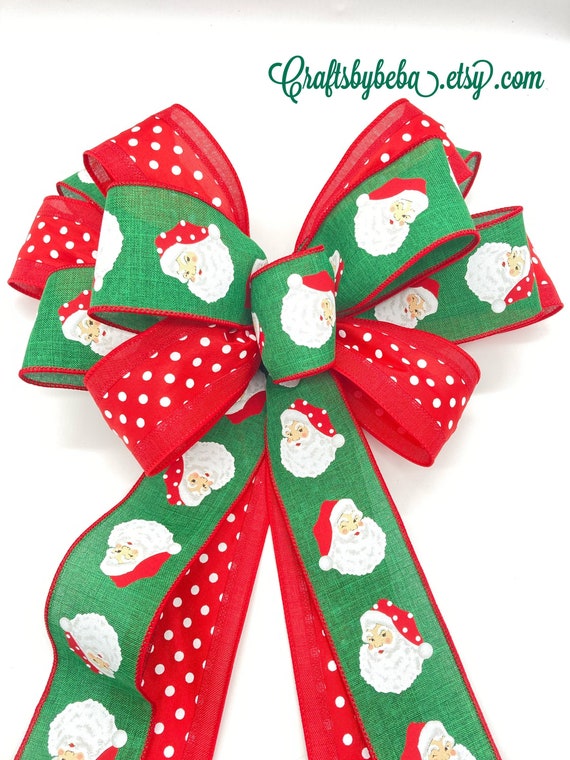 Santa Claus Wreath Bow / Red and Green Christmas Bow / Santa | Etsy