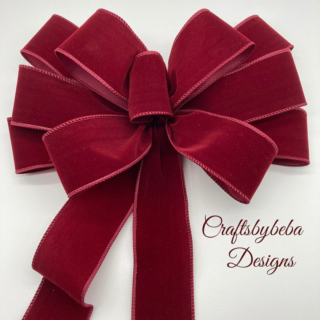 Burgundy Christmas Wreath Bow / Christmas Burgundy Red Velvet ...