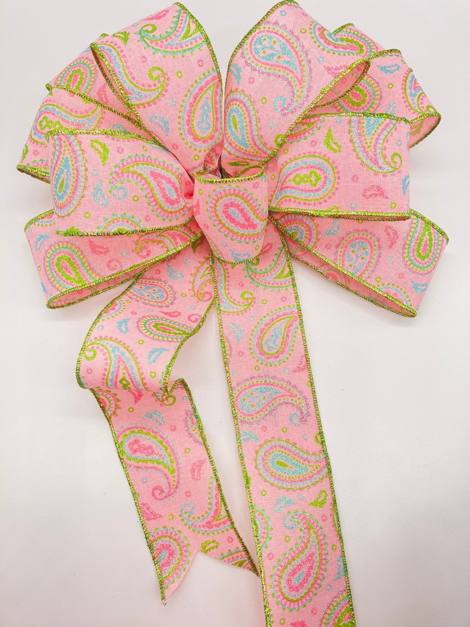 Paisley Pink Decorative Bow / Pink Wreath Bow / Christmas Pink | Etsy