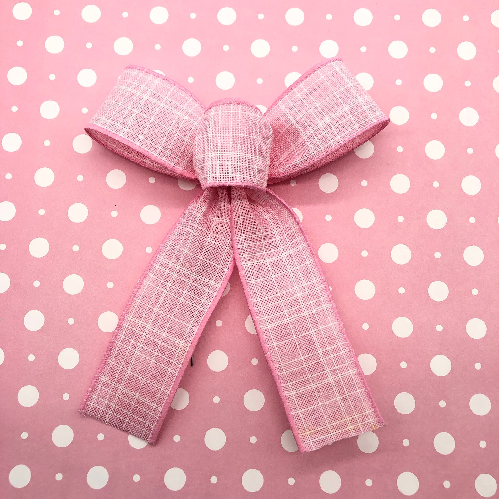 Pink Decorative Bows / Set 12 Bows / Pink and White Bows / | Etsy